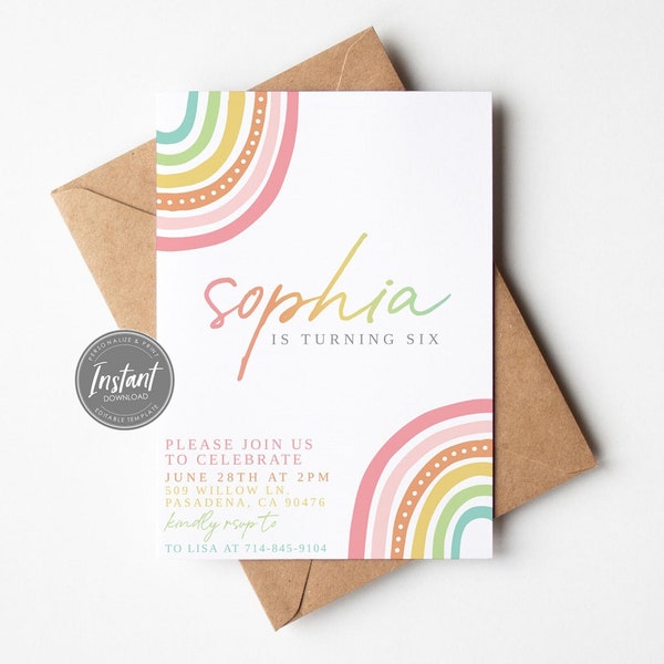 Rainbow Invitation - Etsy