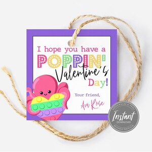 Editable Valentine's Pop It Tag | Pop It Card Template | Teacher School ...