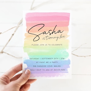 Rainbow Birthday Invitation | Editable Rainbow Invite | Rainbow ...