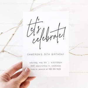 Let's Celebrate Party Invitation Surprise Birthday Party Invite Edit to Any Age or Any ...