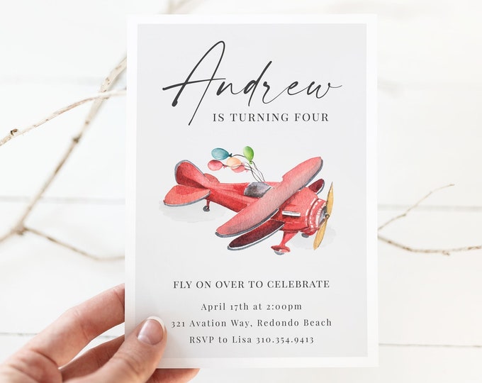 Airplane Ticket Birthday Invitation, Airplane Invitation for Boy ...