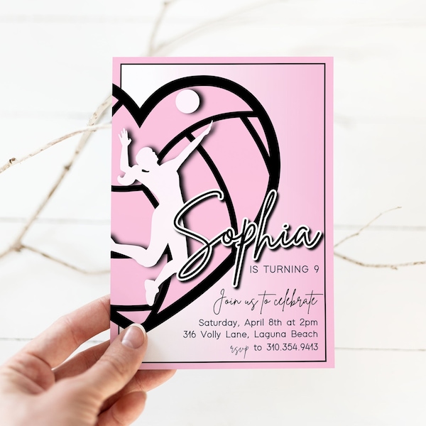 Volleyball Birthday Digital Invitation - Etsy