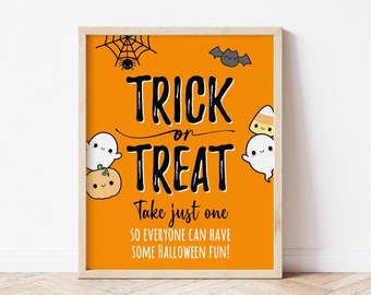 Halloween Trick or Treat Sign Halloween Candy Sign Printable - Etsy
