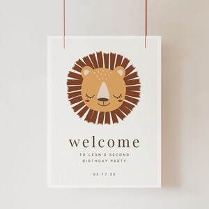 Lion Birthday Thank You Tag Editable Lion Party Sticker Template ...