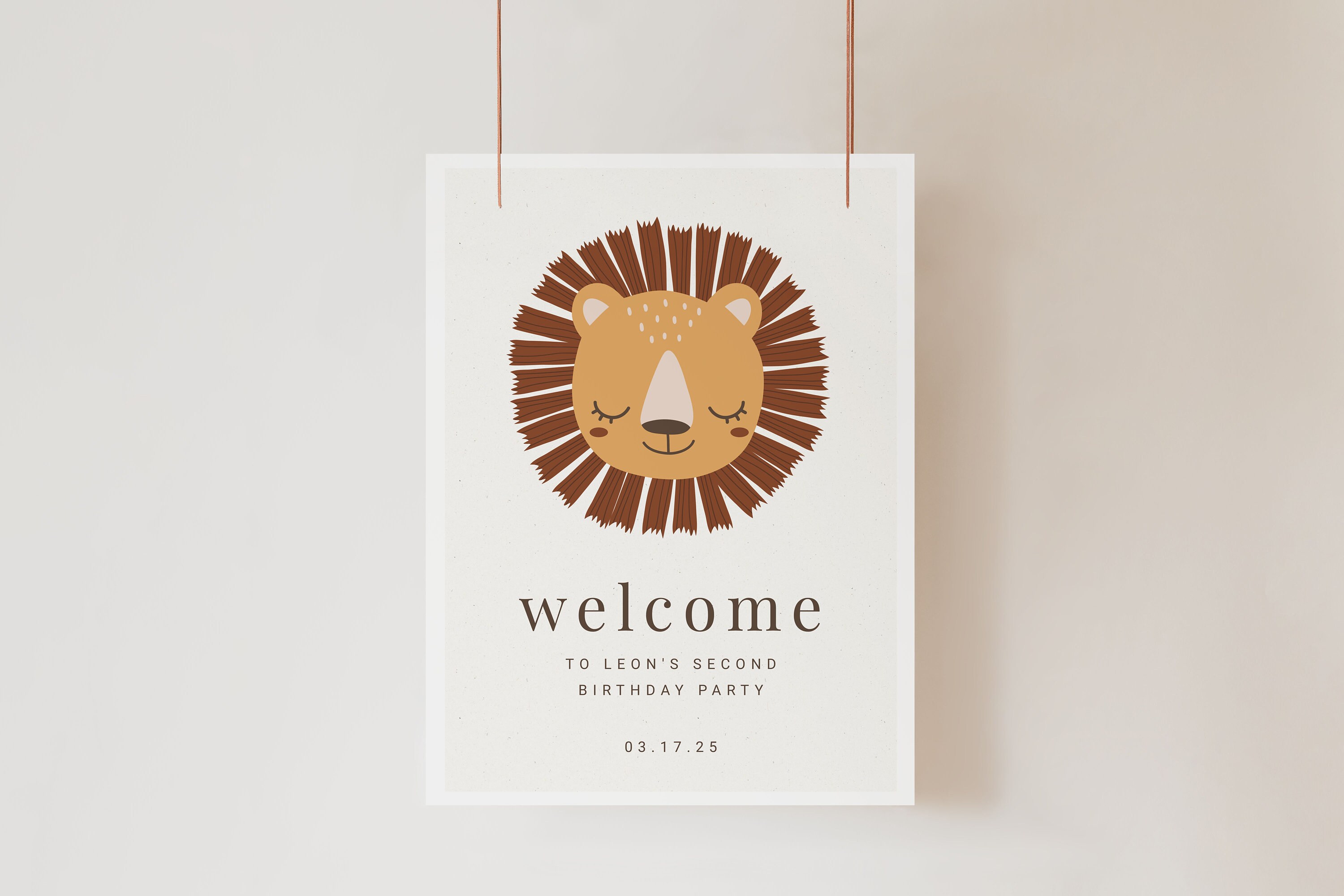 Lion Birthday Thank You Tag Editable Lion Party Sticker Template ...