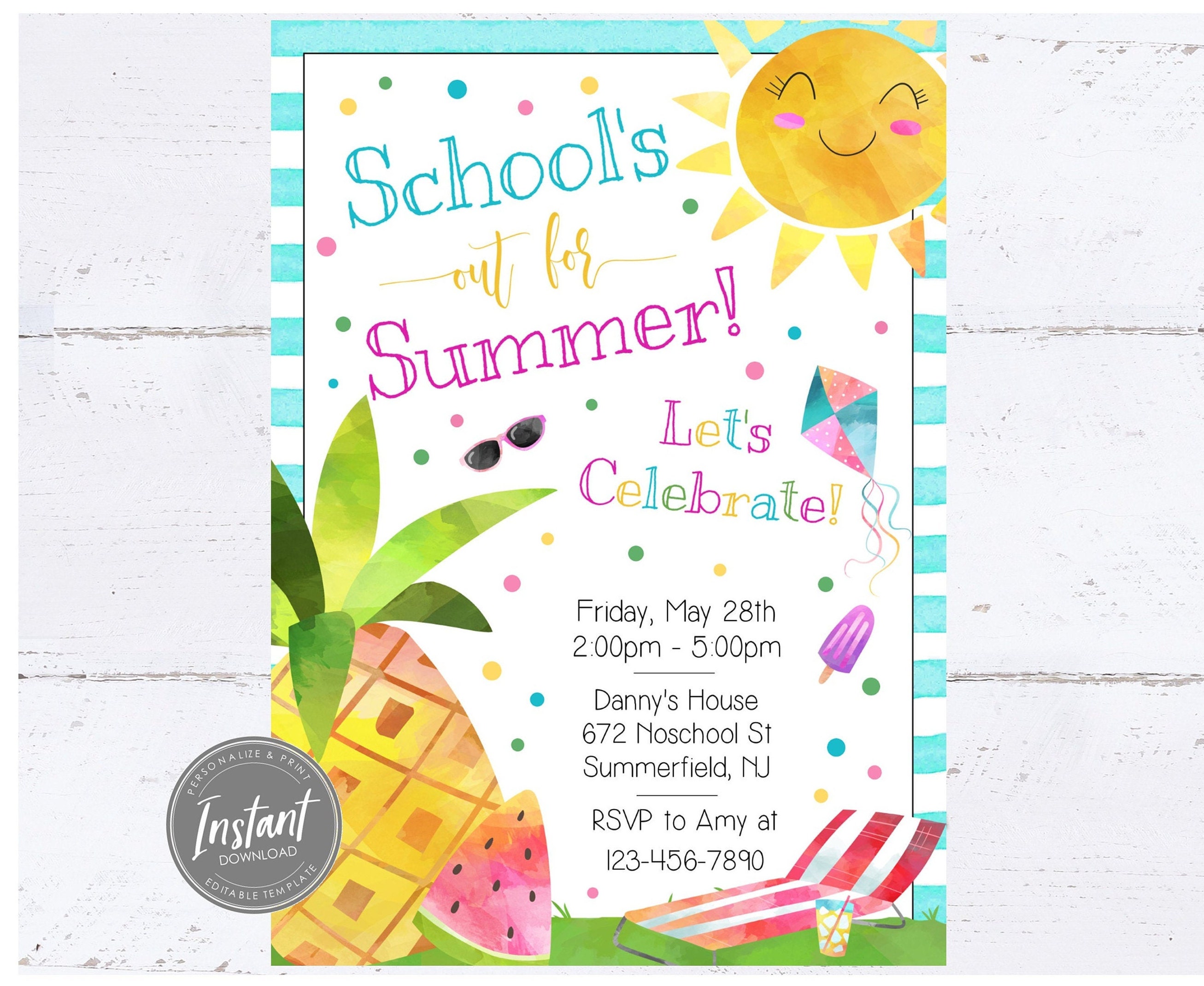School's Out for Summer Invitation End of the School - Etsy