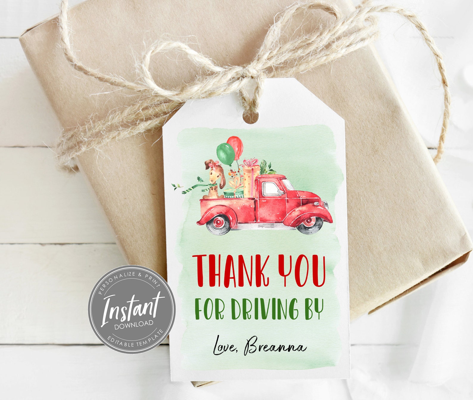 Editable Holiday Birthday Party Favor Tag Drive by Goodie Bag - Etsy
