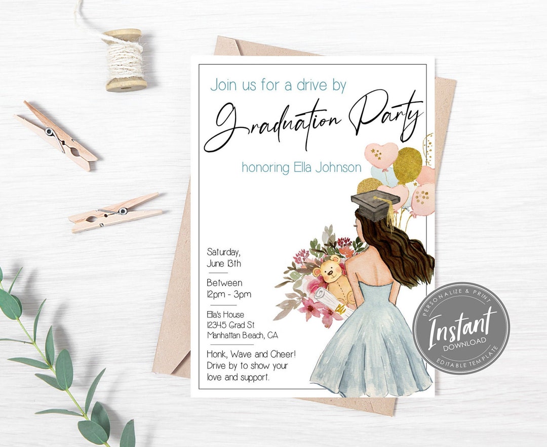 Drive by Graduation Parade Invitation, Graduation Invitation Template ...