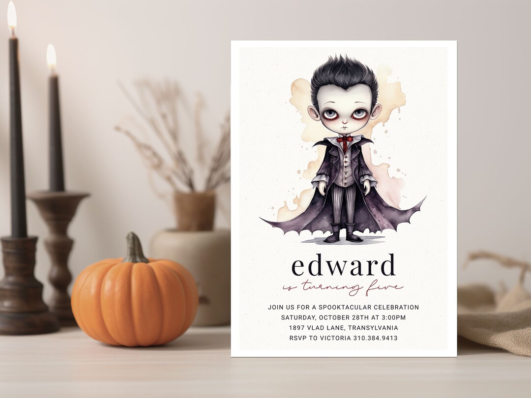 Vampire Birthday Invitation Modern Kid Halloween Party Invitation ...