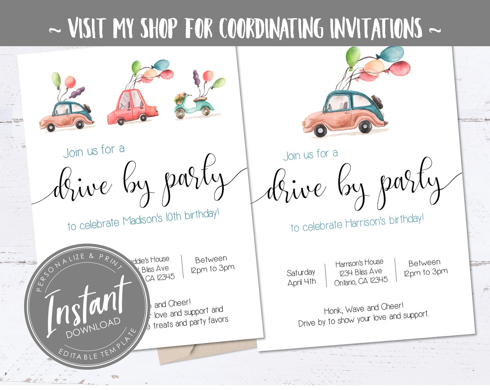 Party Favor Tag Drive by Birthday Invitation Quarantine | Etsy