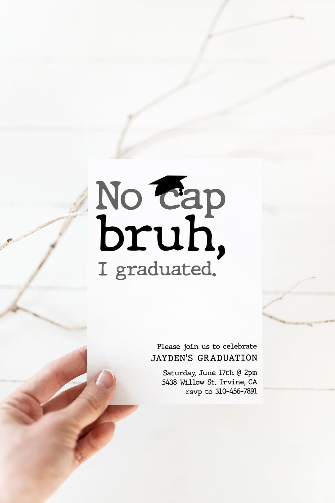 Bruh Graduation Invitation Template | No Cap Bruh Graduation ...