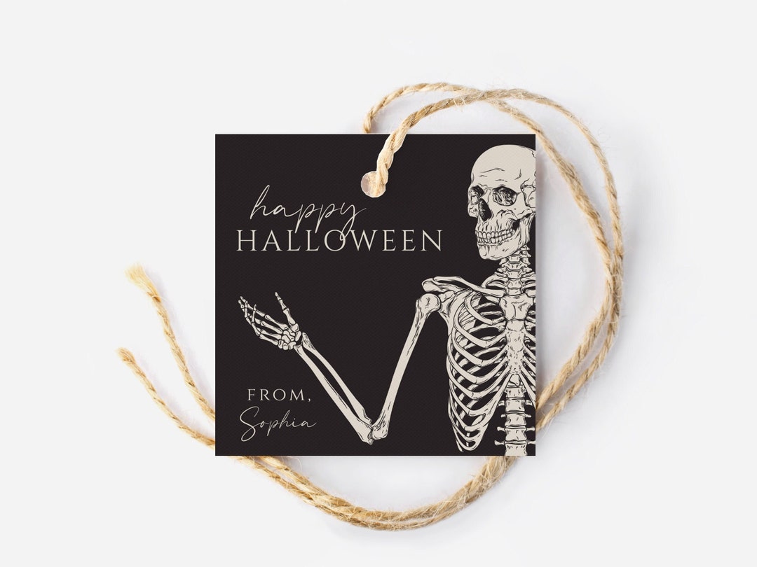 Halloween Tag Party Printable Gift Tag, Editable Halloween Treat Bag ...