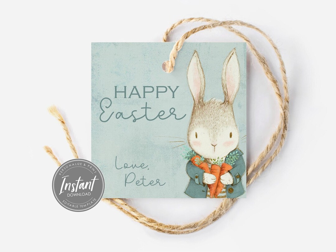 Easter Bunny Tag | Easter Basket Tag | Easter Goodie Bag Tag | Editable ...