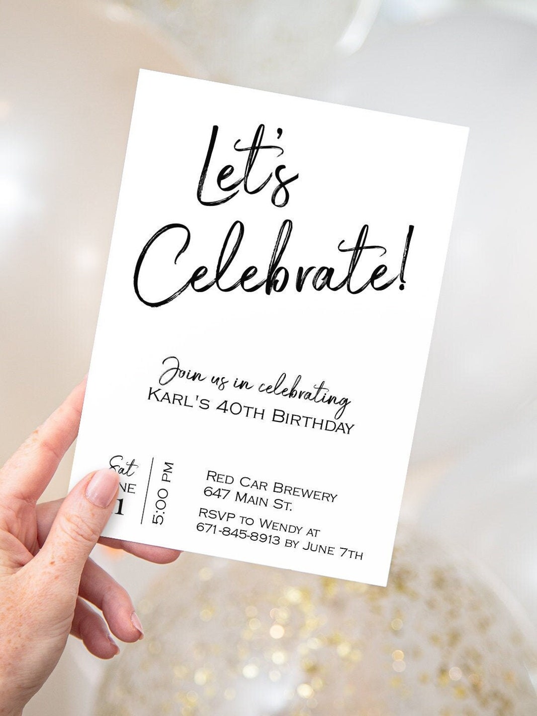 Let's Celebrate Invitation Template, Editable Birthday Invite, Any ...