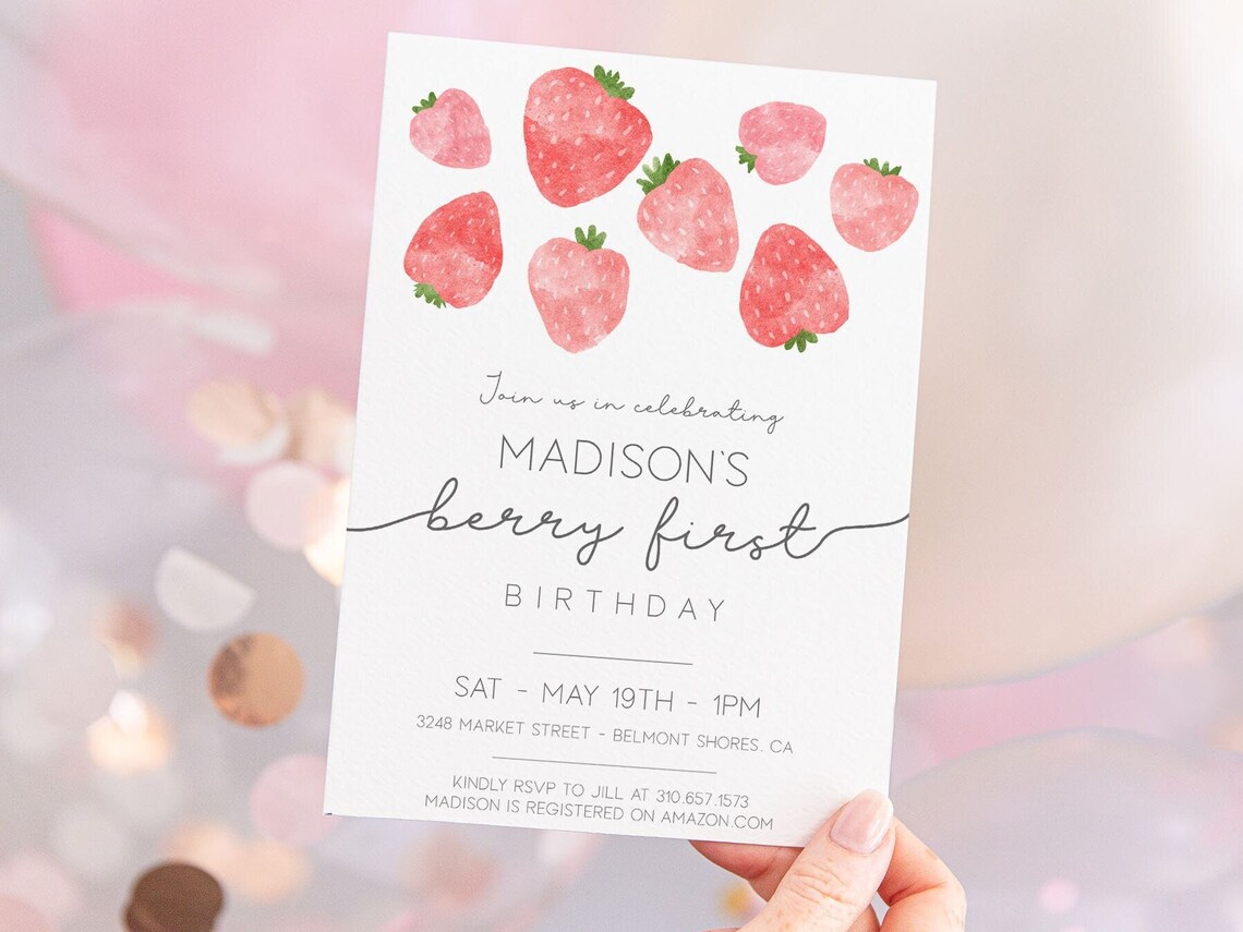 Berry First Birthday Invitation 1st Birthday Party Invite - Etsy