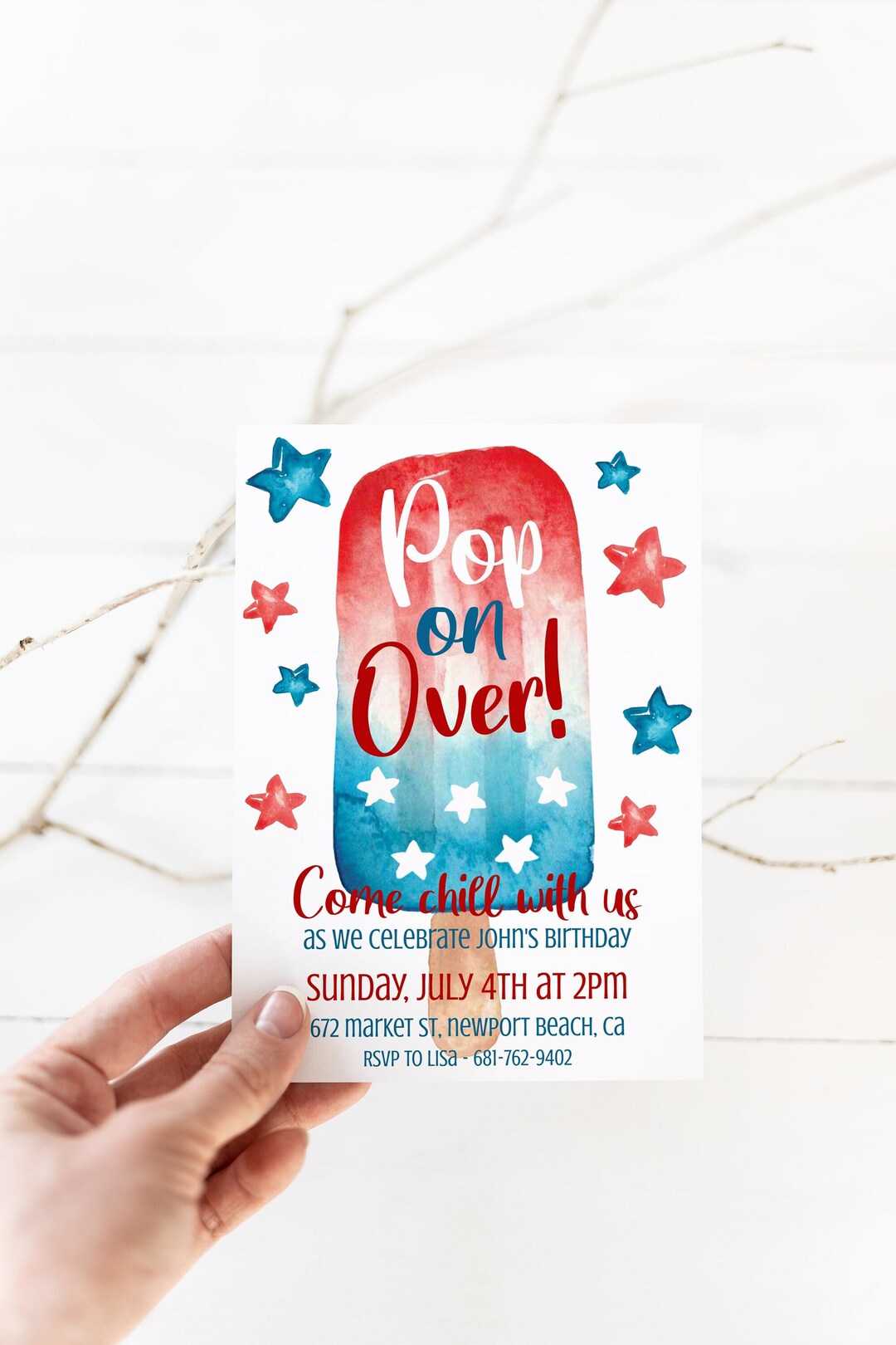 Patriotic Birthday Invitation 4th of July Invitation - Etsy