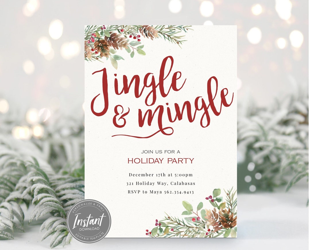 Holiday Party Invitation | Christmas Invitation Template | Editable ...
