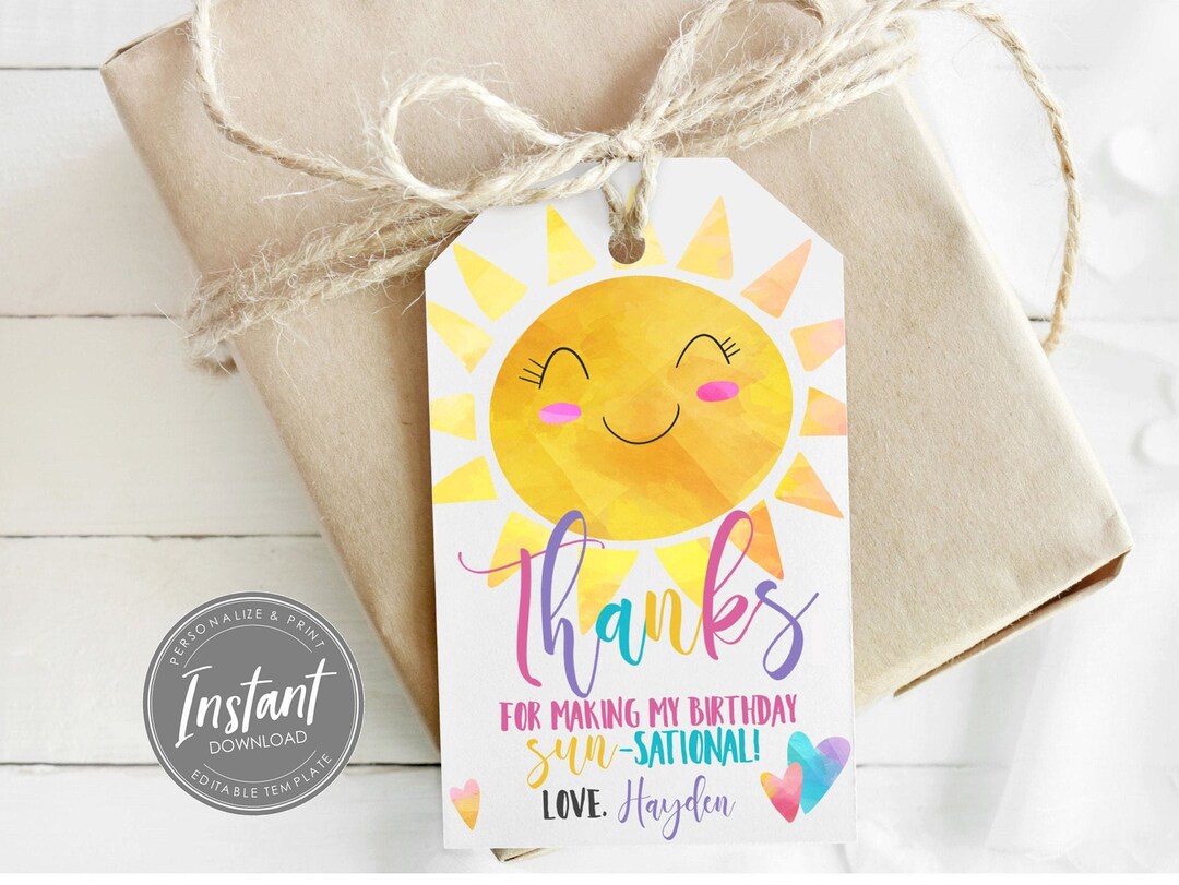 Summer Sun Birthday Party Favor Tags, Fun in the Sun Party Favors ...