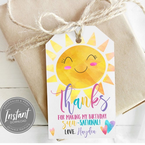 Summer Sun Birthday Party Favor Tags Fun in the Sun Party - Etsy