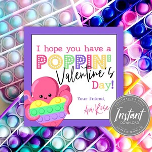 Editable Valentine's Pop It Tag | Pop It Card Template | Teacher School ...