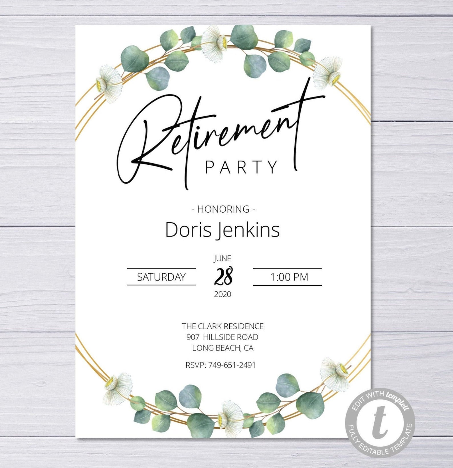 Editable Retirement Party Invitation - Retirement Invite Template ...