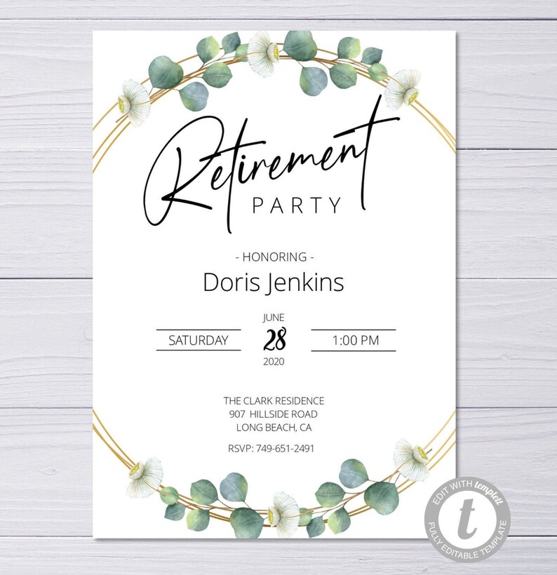 Editable Retirement Party Invitation Retirement Invite | Etsy