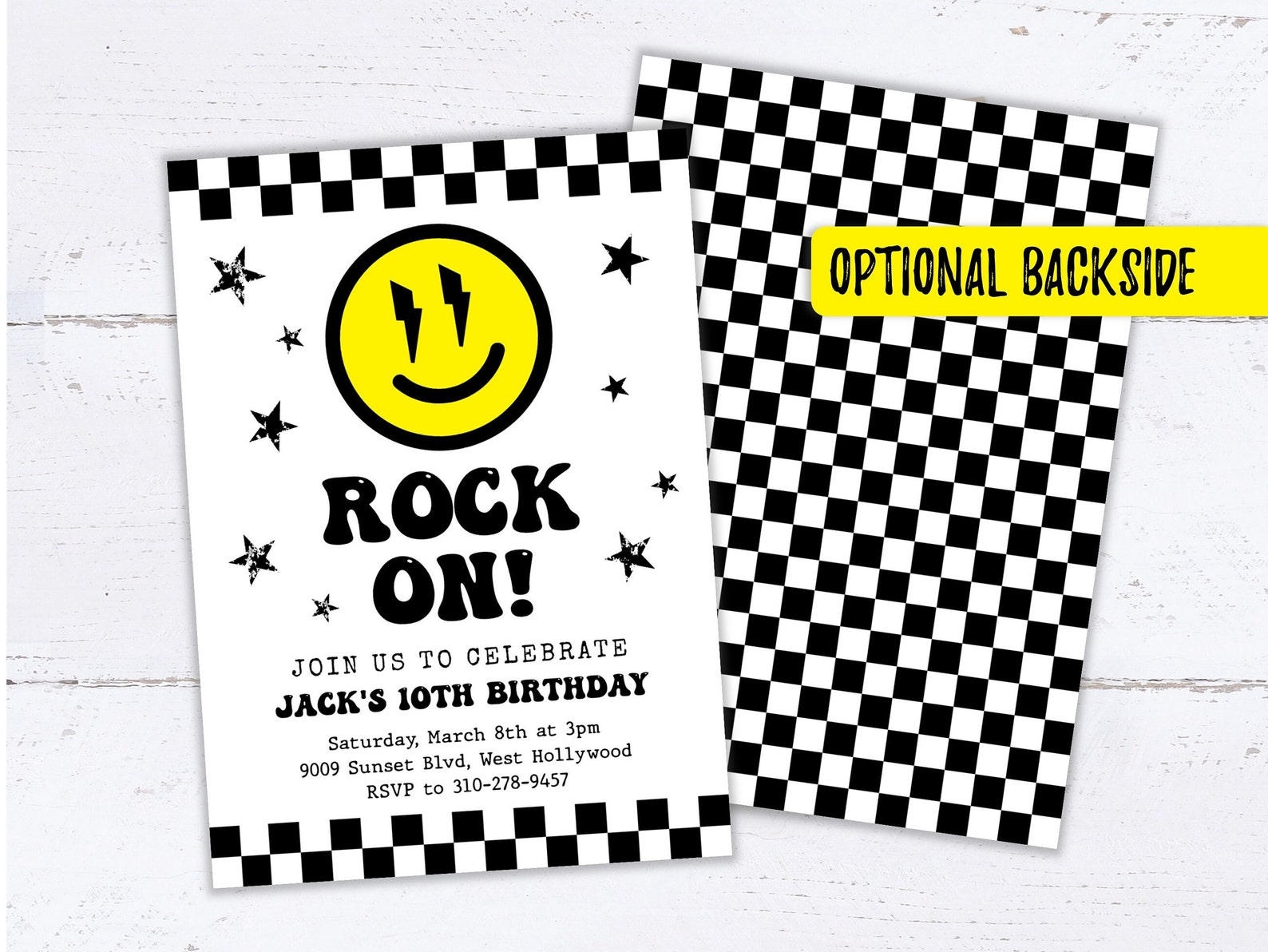 Rock on Birthday Invitation | Rockstar Birthday Party Template | Smiley ...
