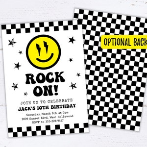 Rock on Birthday Invitation | Rockstar Birthday Party Template | Smiley ...