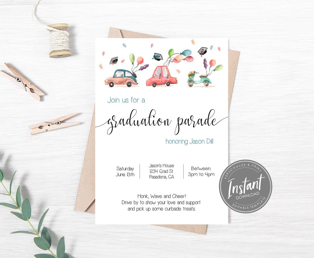 Drive by Graduation Parade Invitation, Drive by Graduation, Graduation ...