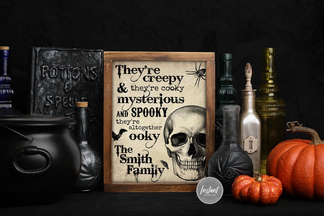 Personalized Halloween Sign, Spooky Décor, Family Name Template, Creepy ...