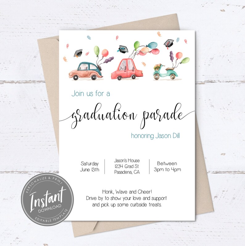 Drive by Graduation Parade Invitation Drive by Graduation - Etsy