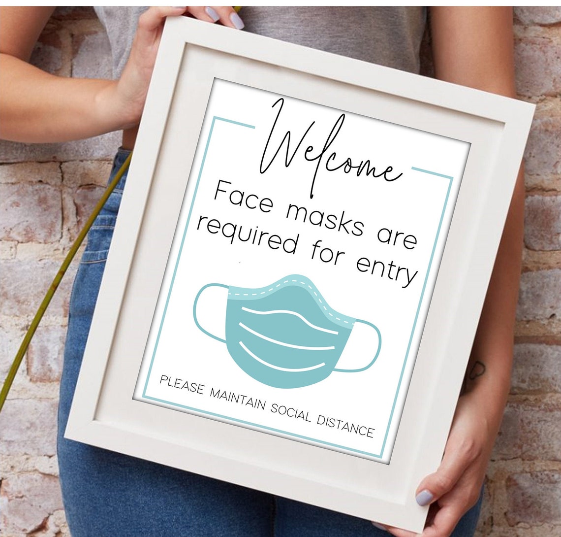 Welcome Please Wear A Mask Sign Social Distancing Sign | Etsy