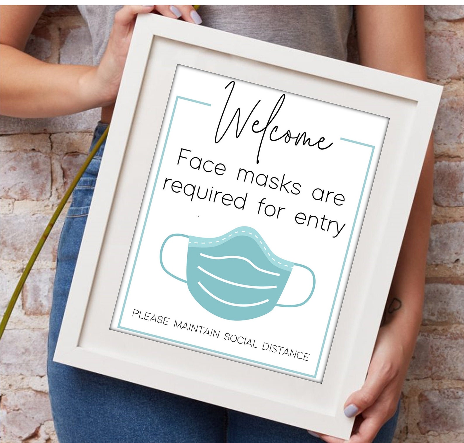 Welcome Please Wear A Mask Sign Social Distancing Sign | Etsy