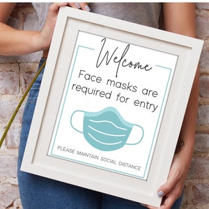 Welcome Please Wear A Mask Sign - Social Distancing Sign - Face Masks ...