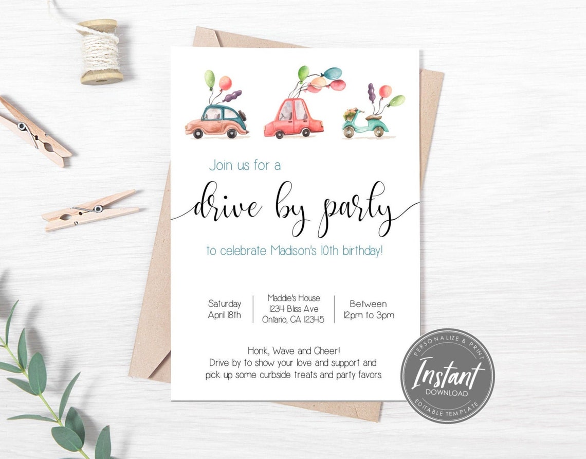 Drive by Birthday Invitation Quarantine Birthday Party - Etsy