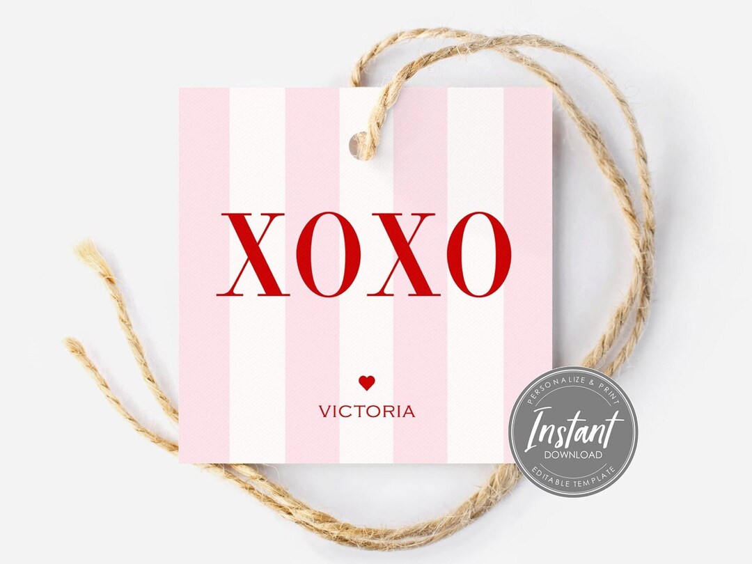 Valentine's Day Tag Template | Galentine's Day Gift Tag | Editable XOXO ...