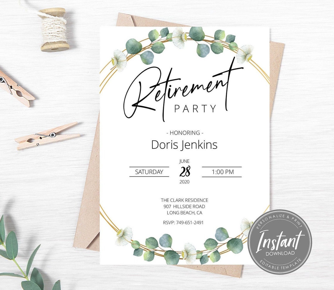 Editable Retirement Party Invitation Retirement Invite | Etsy