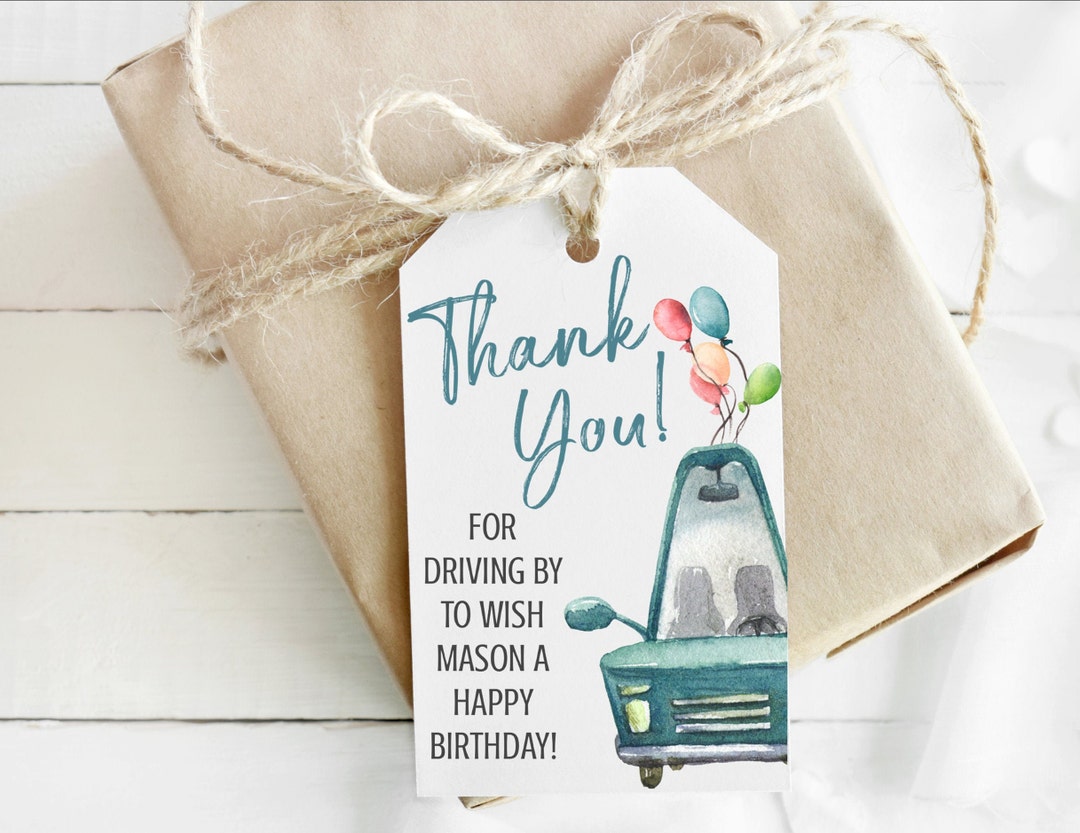 Party Favor Tag Template, Drive by Birthday, Quarantine Birthday ...