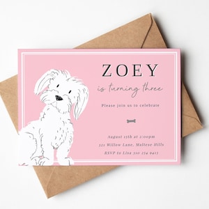 Maltese Birthday Invitation, Editable Dog Birthday Party Invitation ...