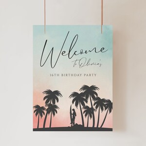 Beach Party Welcome Sign Surf Birthday Poster Teen Endless Summer Beach ...