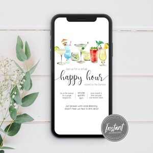 Virtual Happy Hour Invitation, Virtual Cocktail Hour, Quarantine Party ...