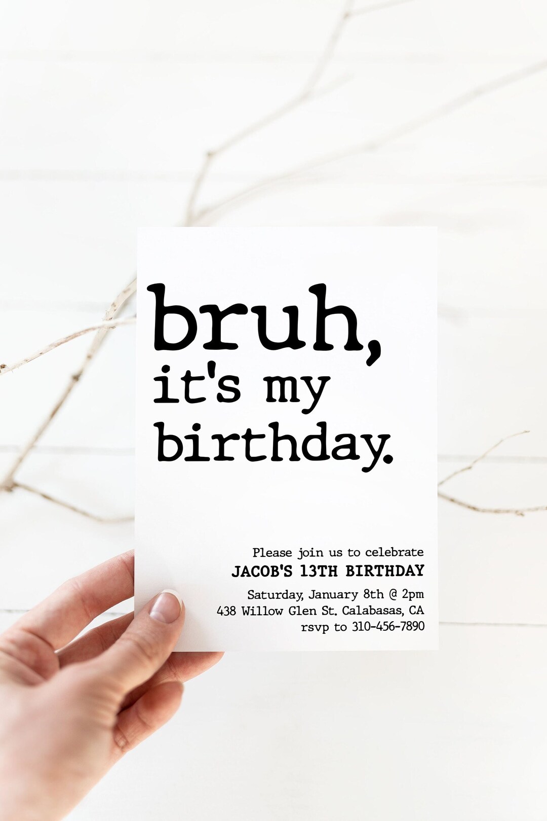 Bruh Invitation Template Tween Birthday Invite Teen - Etsy