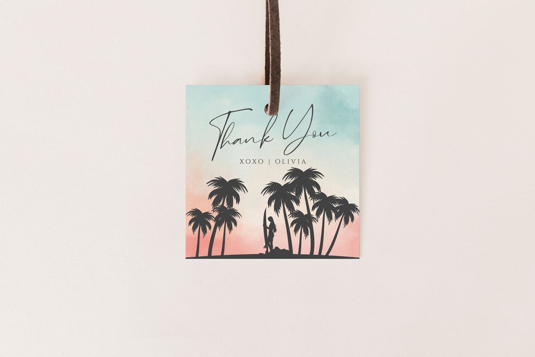 Beach Party Thank You Tag Surf Birthday Thank You Favor Tag Teen Beach ...