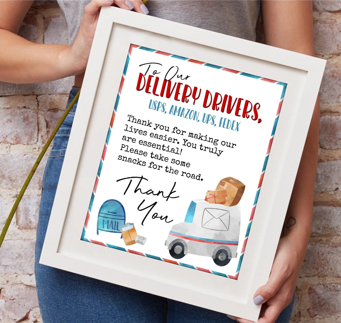 Delivery Driver Sign, Essential Worker Thank You, Snack Basket / Treat ...