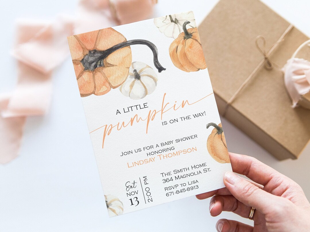 Little Pumpkin Baby Shower Invitation, Fall Baby Shower Invite Template ...