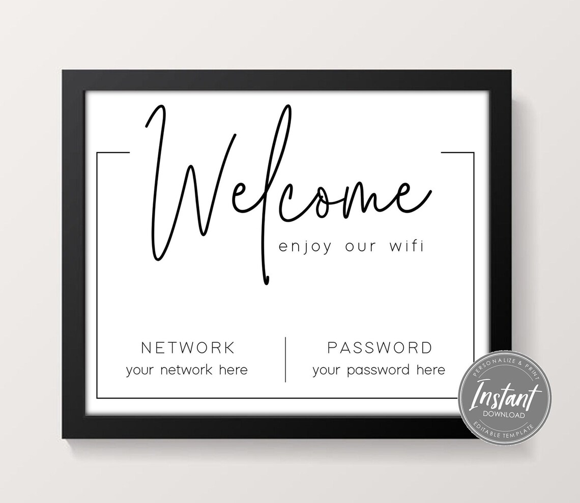 WIFI Password Sign Template Wifi Network Sign Instant - Etsy