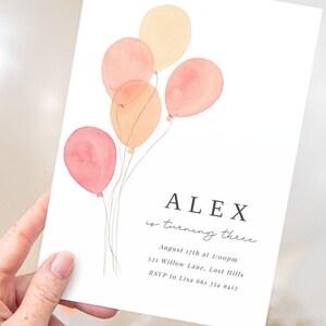 Balloon Invitation Template | Gender Neutral Birthday Invitation ...