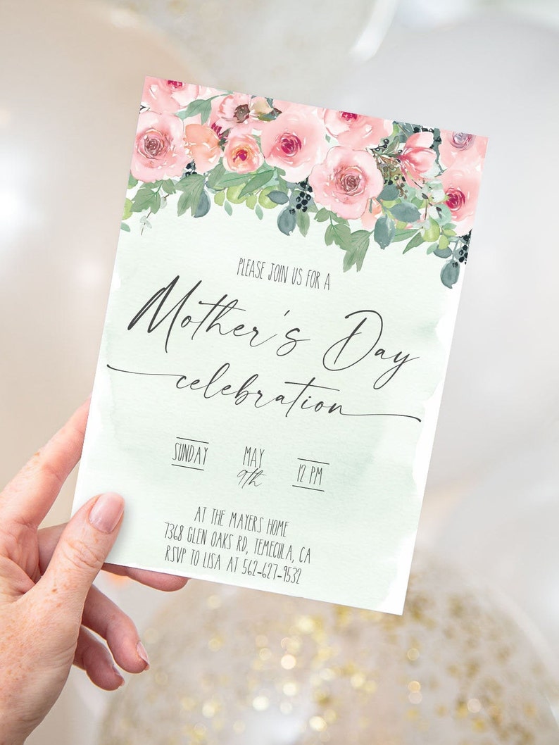 Mother's Day Celebration Invitation Template Editable - Etsy