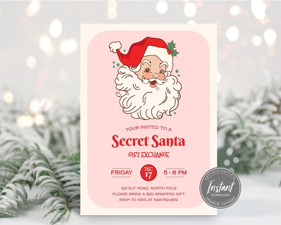 Secret Santa Party Invitation | Christmas Invitation Template ...