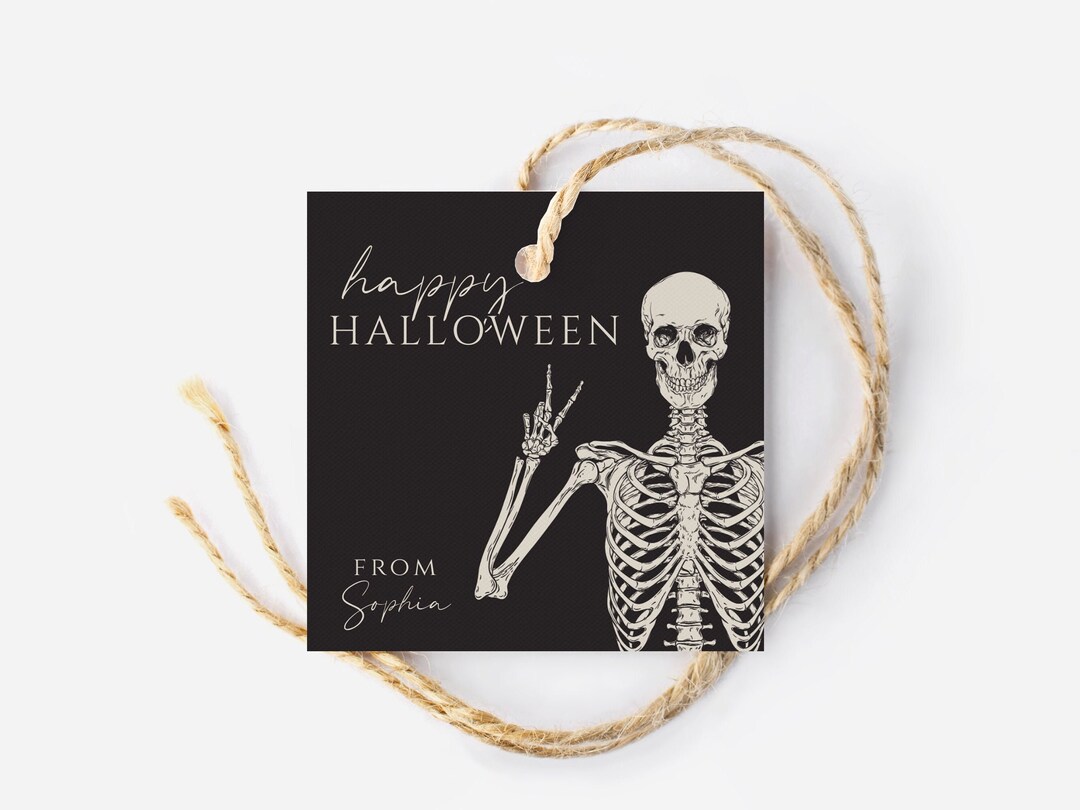 Halloween Tag Party Printable Gift Tag, Editable Halloween Treat Bag ...